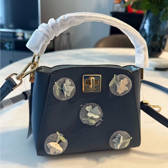 kate spade | Bags | Kate Space Blue Minibag With Floral Accents | Poshmark